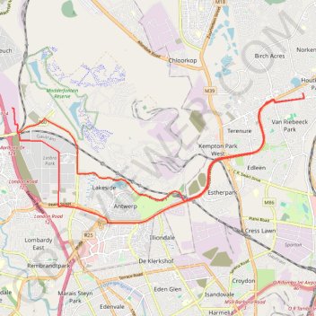 Kempton Park - Limbro Park: trail, distance, elevation, map, profile ...